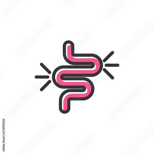 Intestine icon template black color editable. Gut constipation symbol ...