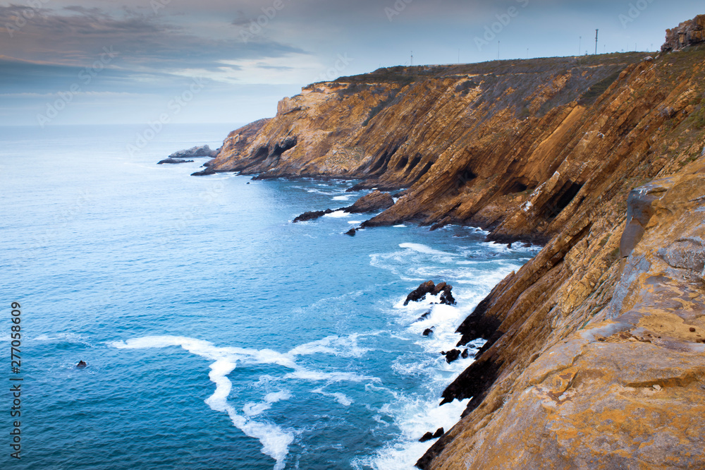 View of a beautiful misty sea from a view point on a beach in Mossel ...