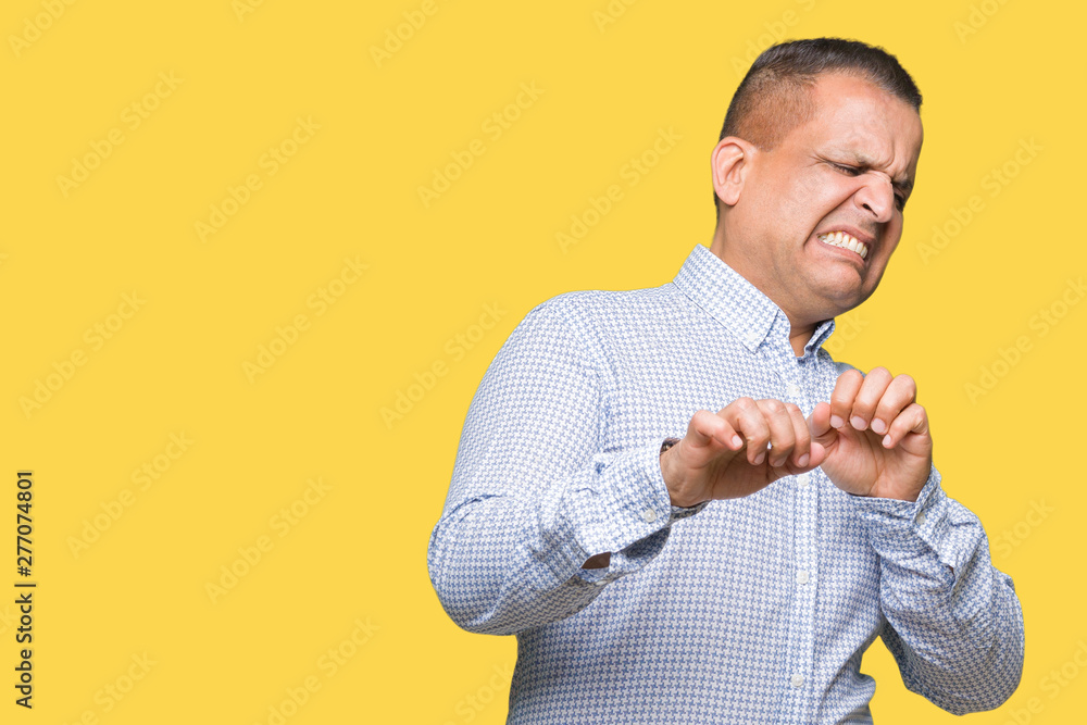 Middle age arab business man over isolated background disgusted ...