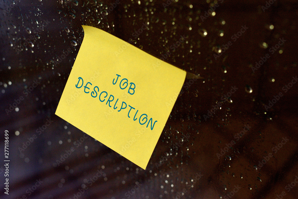 Conceptual hand writing showing Job Description. Concept meaning a ...