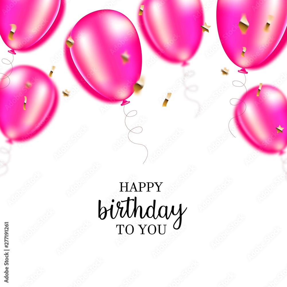 Happy Birthday background. Pink Balloons. Stock Vector | Adobe Stock