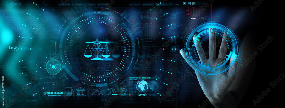 Legal advice technology service concept with business hand working with ...