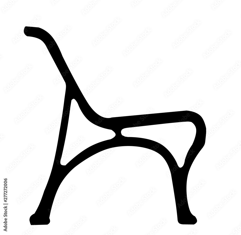 silhouette black city bench, side view, isolated on white background ...