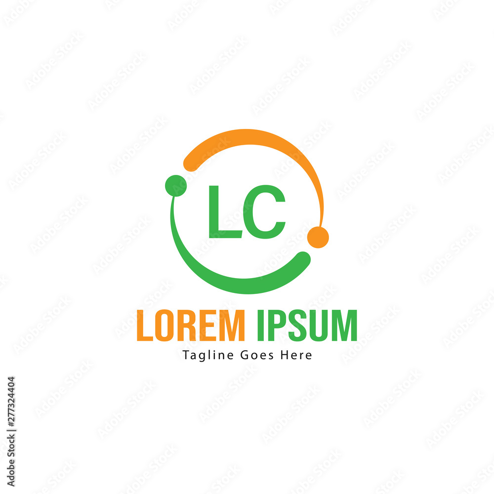 Initial LC logo template with modern frame. Minimalist LC letter logo ...