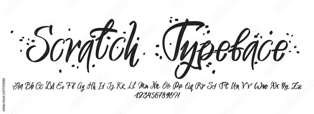 Hand drawn typeface. Painted vector characters: lowercase and uppercase ...