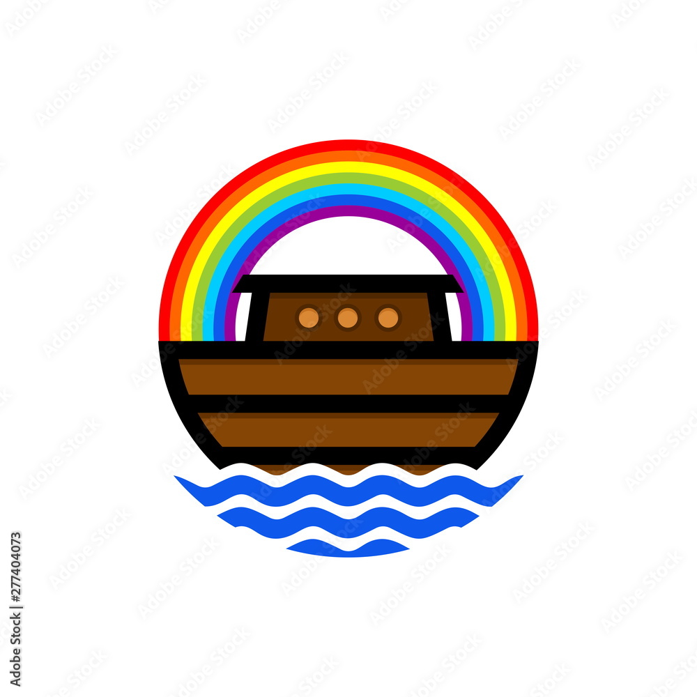 Logo of Noah's Ark. Rainbow - a symbol of the covenant. Dove with a ...