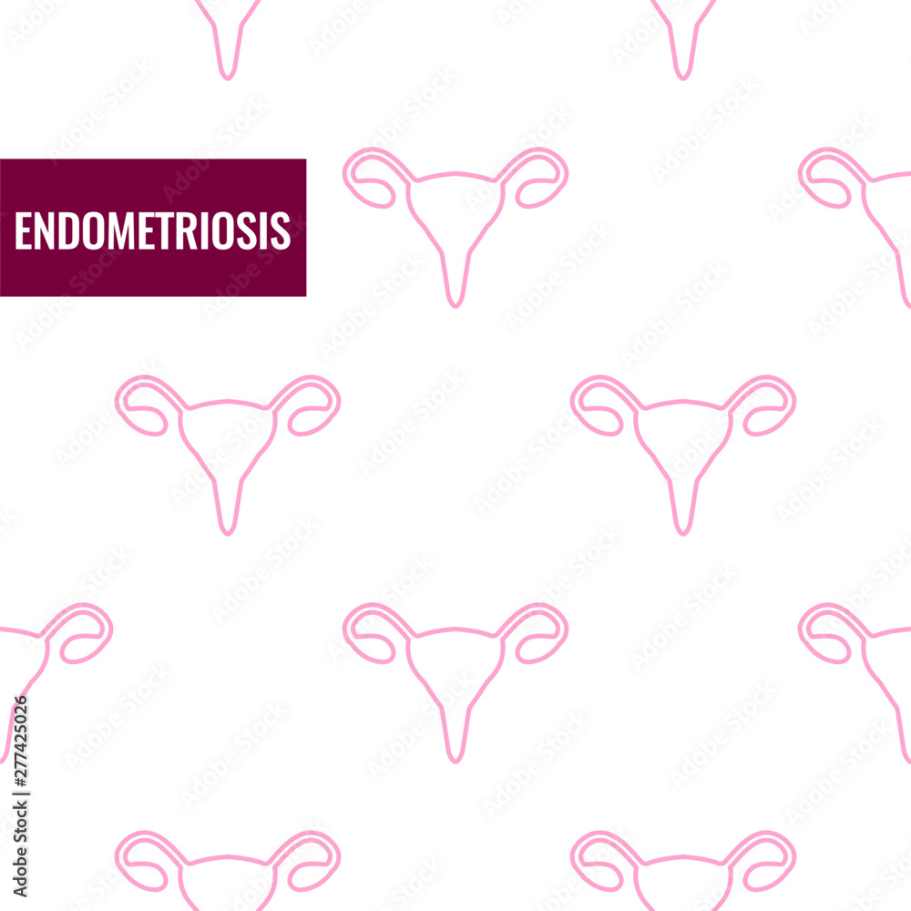 Endometriosis awareness poster with pattern of uterus symbol on white ...