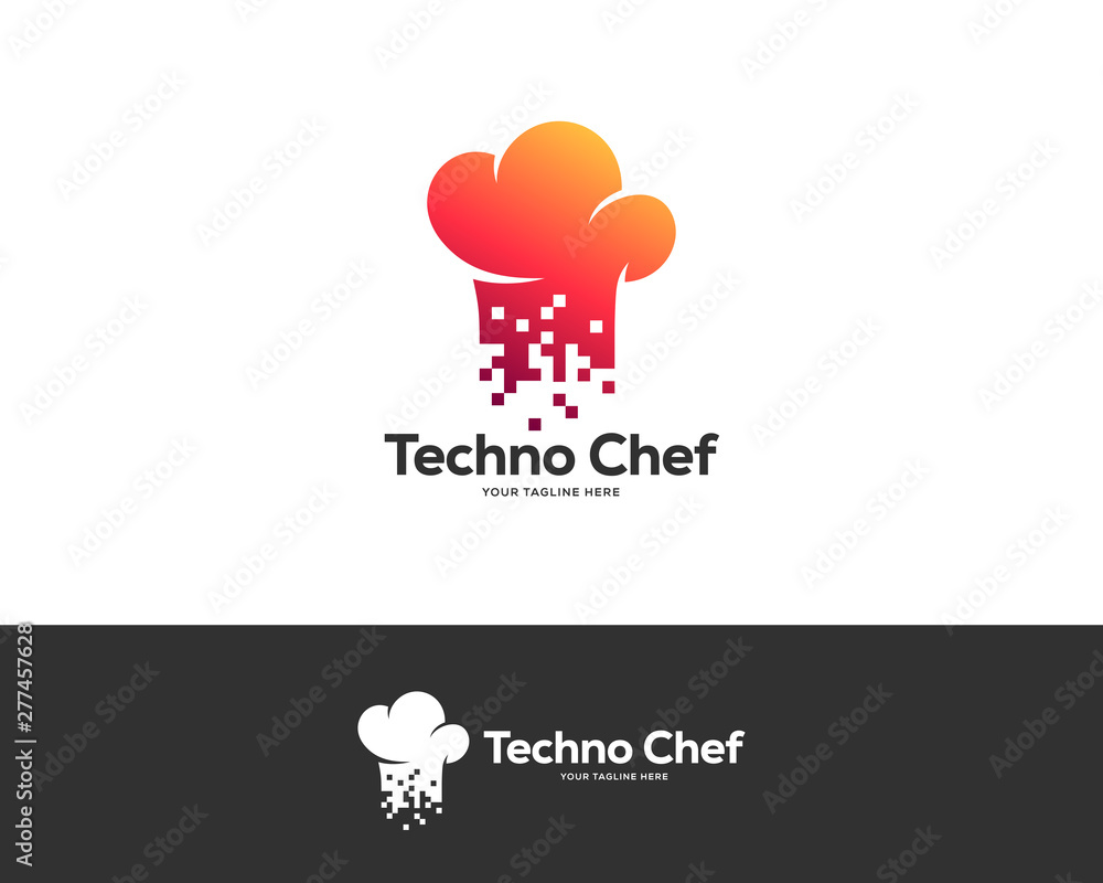chef hat logo design vector, cooking technology logo design Stock ...