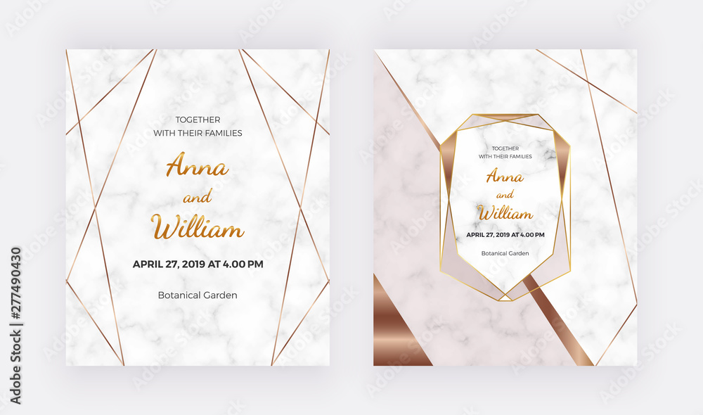 Luxury geometric cards with golden lines and triangle shapes. Trendy ...