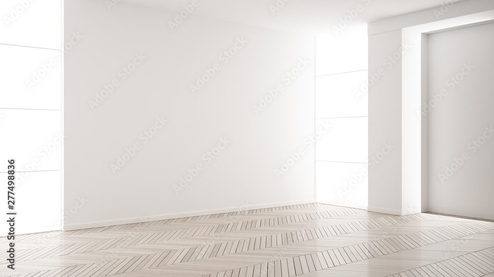 Empty room interior design, open space with white walls, modern style ...
