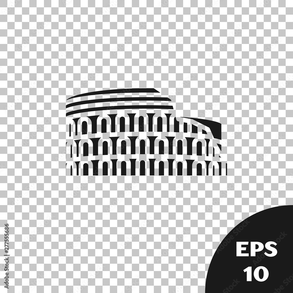 Black Coliseum in Rome, Italy icon isolated on transparent background ...