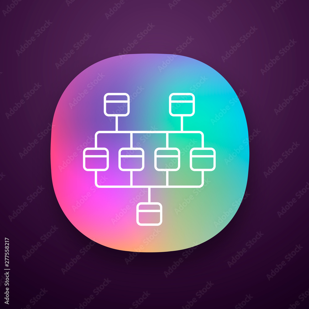 Network diagram app icon. Cluster diagram. Network graphical chart ...