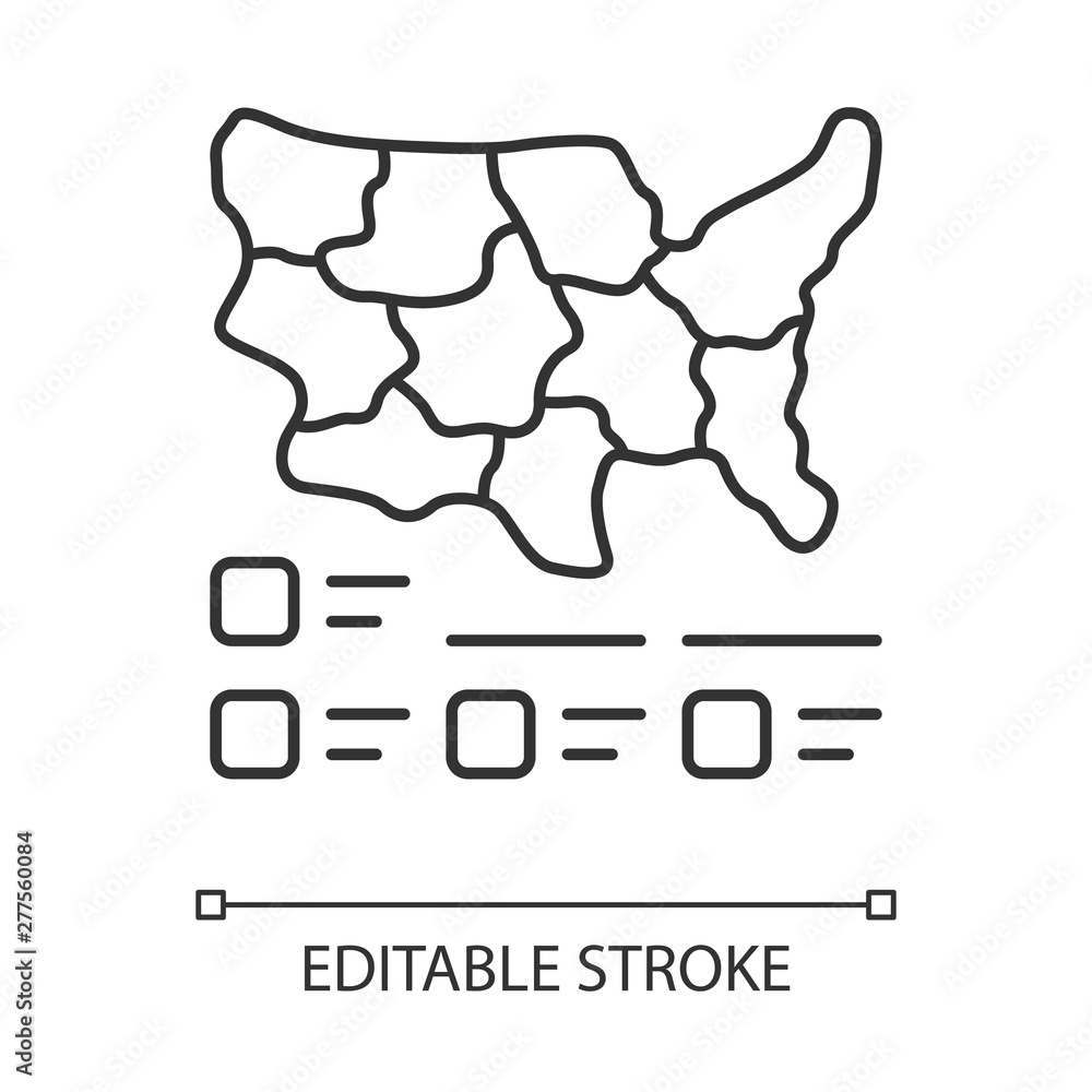 Cartogram linear icon. Diagram. USA map with statistics. Geographical ...