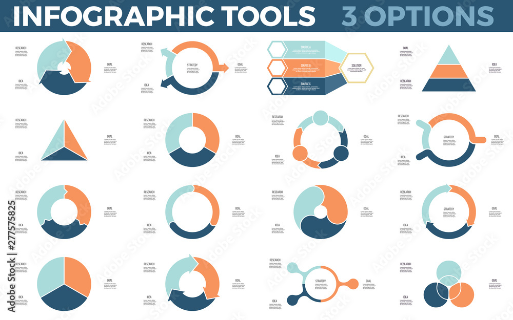 Vector infographics. Circular diagrams. Data visualization templates ...