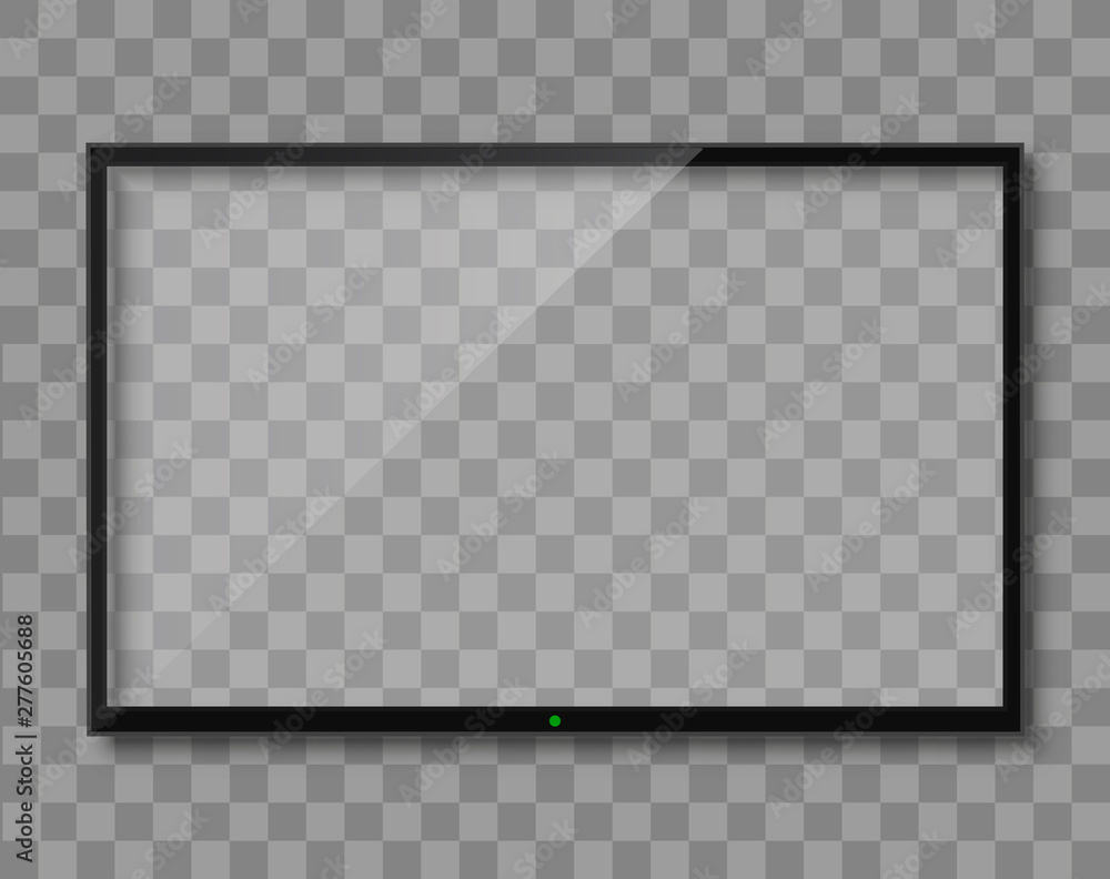Realistic TV screen. Empty TV frame transparent background. Modern ...