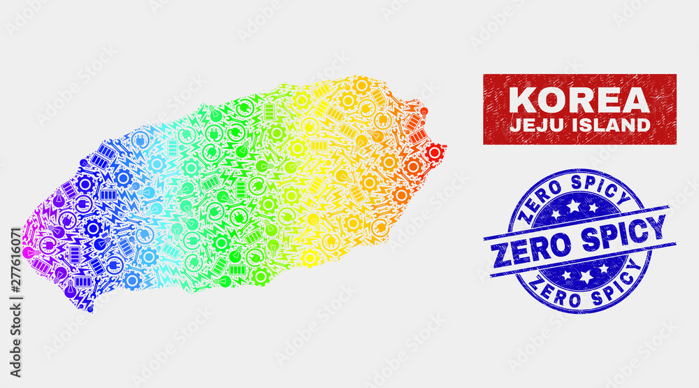 เวกเตอร์ Stock Industrial Jeju Island map and blue Zero Spicy scratched ...