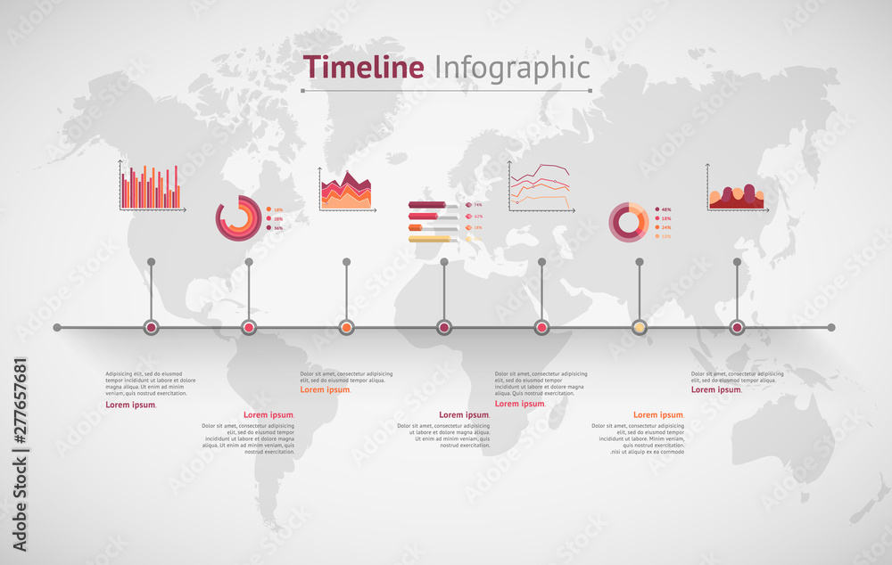 Timeline vector infographic. World map Stock Vector | Adobe Stock