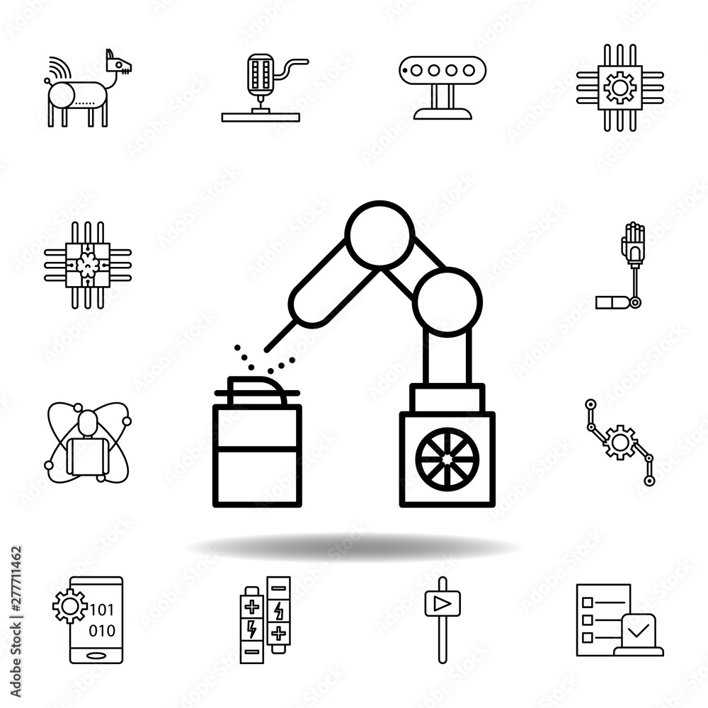Robotics industrial robot outline icon. set of robotics illustration ...