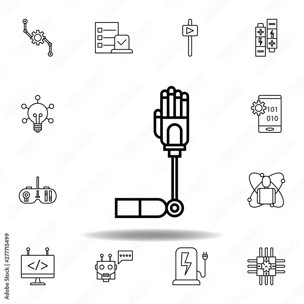 Robotics arm outline icon. set of robotics illustration icons. signs ...