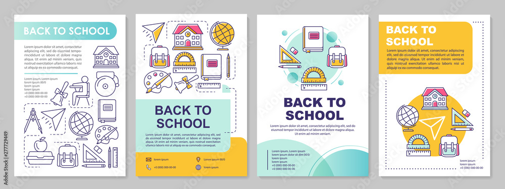 Studying at school brochure template layout. Pupils, academic year ...