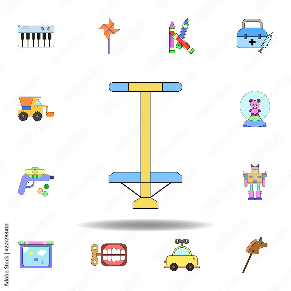 cartoon pogo stick toy colored icon. set of children toys illustration ...