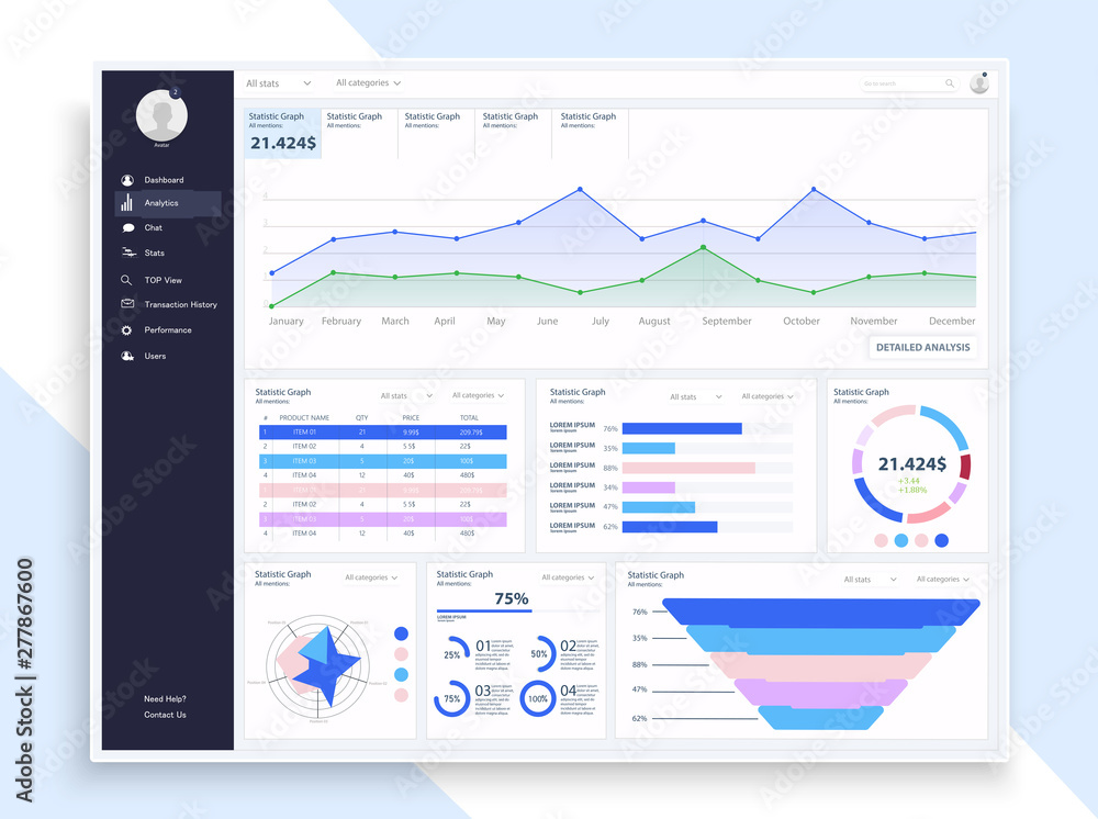 Dashboard, great design for any site purposes. Business infographic ...