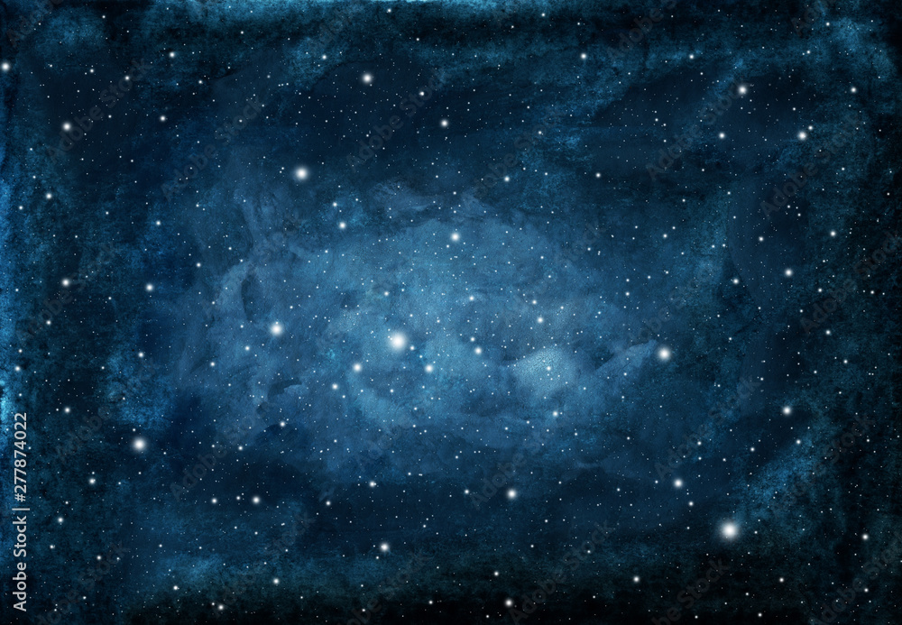 Watercolor night sky background with stars. cosmic texture with glowing ...