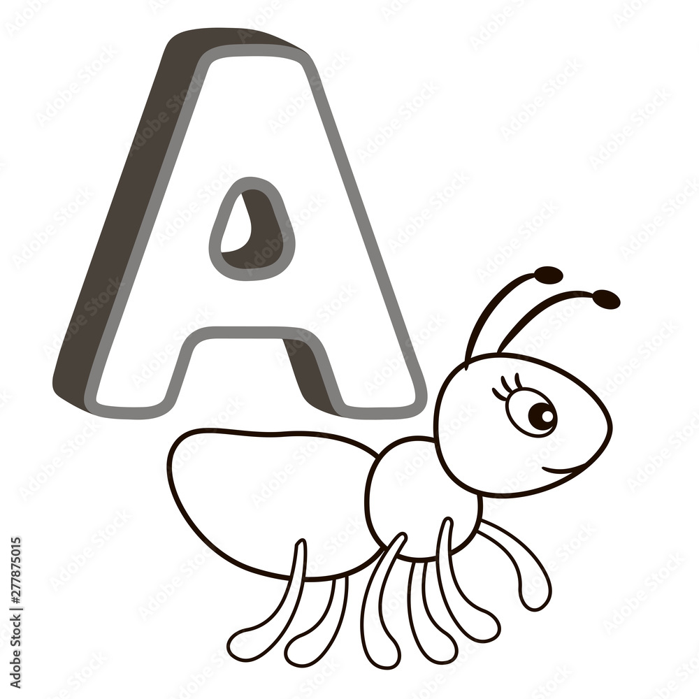 coloring book alphabet with capital letters of the English and cute ...