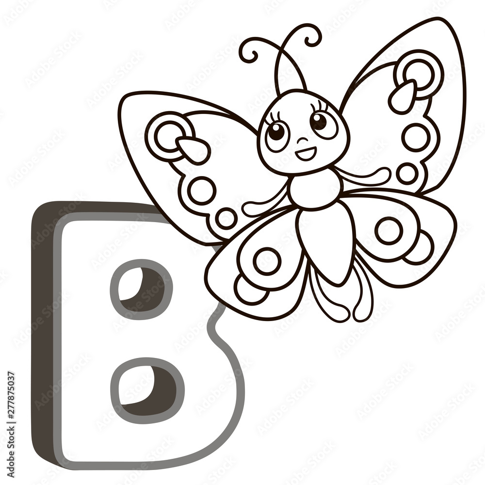 coloring book alphabet with capital letters of the English and cute ...