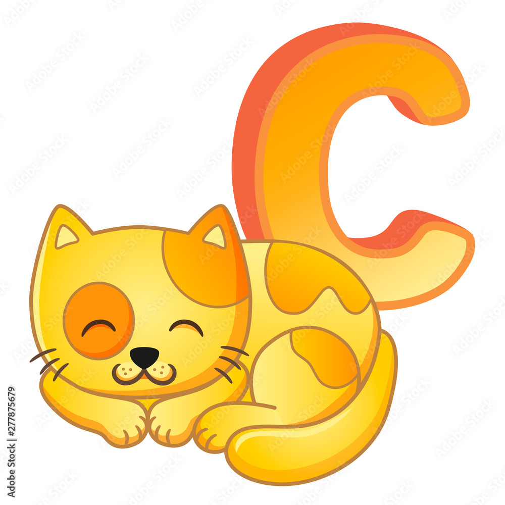 bright illustrations alphabet with capital letters of the English and ...