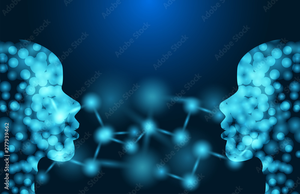 Human head outline with molecules design. Atoms. Medical or Science ...