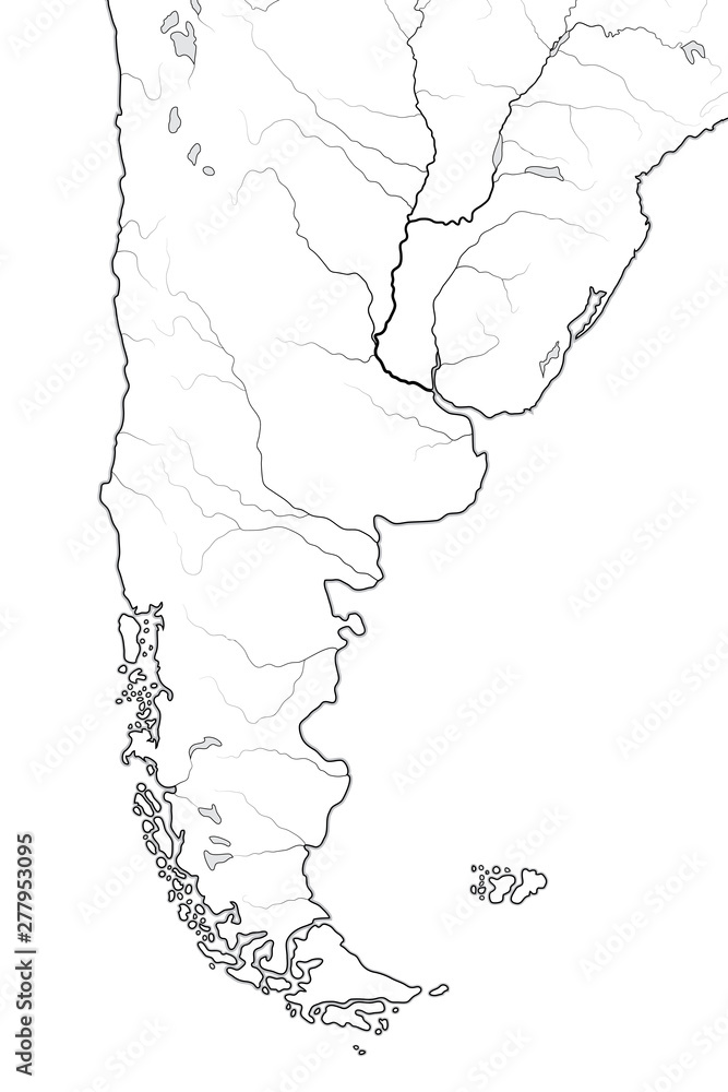 World Map of PATAGONIA in SOUTH AMERICA: Argentina, Chile, Paraguay ...