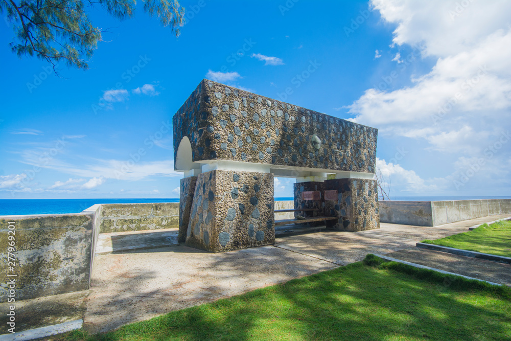 Peleliu Peace Memorial Park in Peleliu Island in Palau. War ruins, the ...