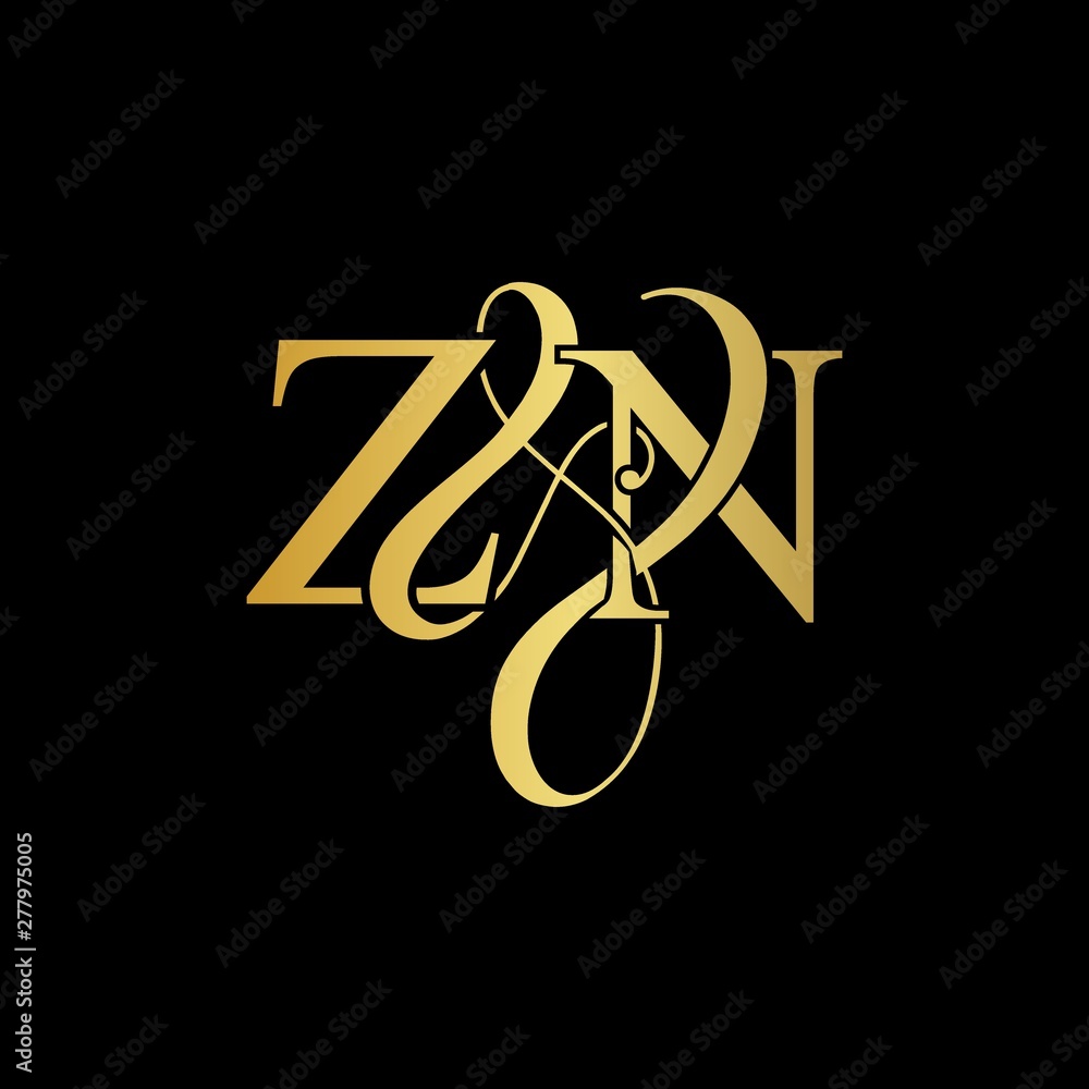 Z & N ZN logo initial vector mark. Initial letter Z & N ZN luxury art ...