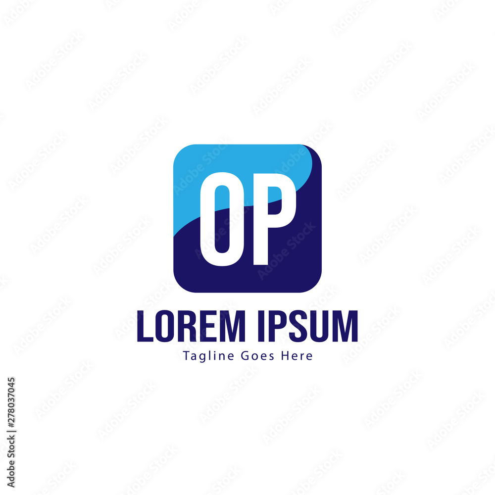 Initial OP logo template with modern frame. Minimalist OP letter logo ...
