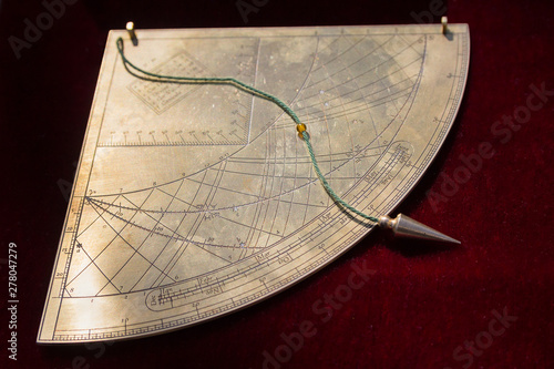 Copy of the medieval quadrant, which is a navigation tool Stock Photo ...