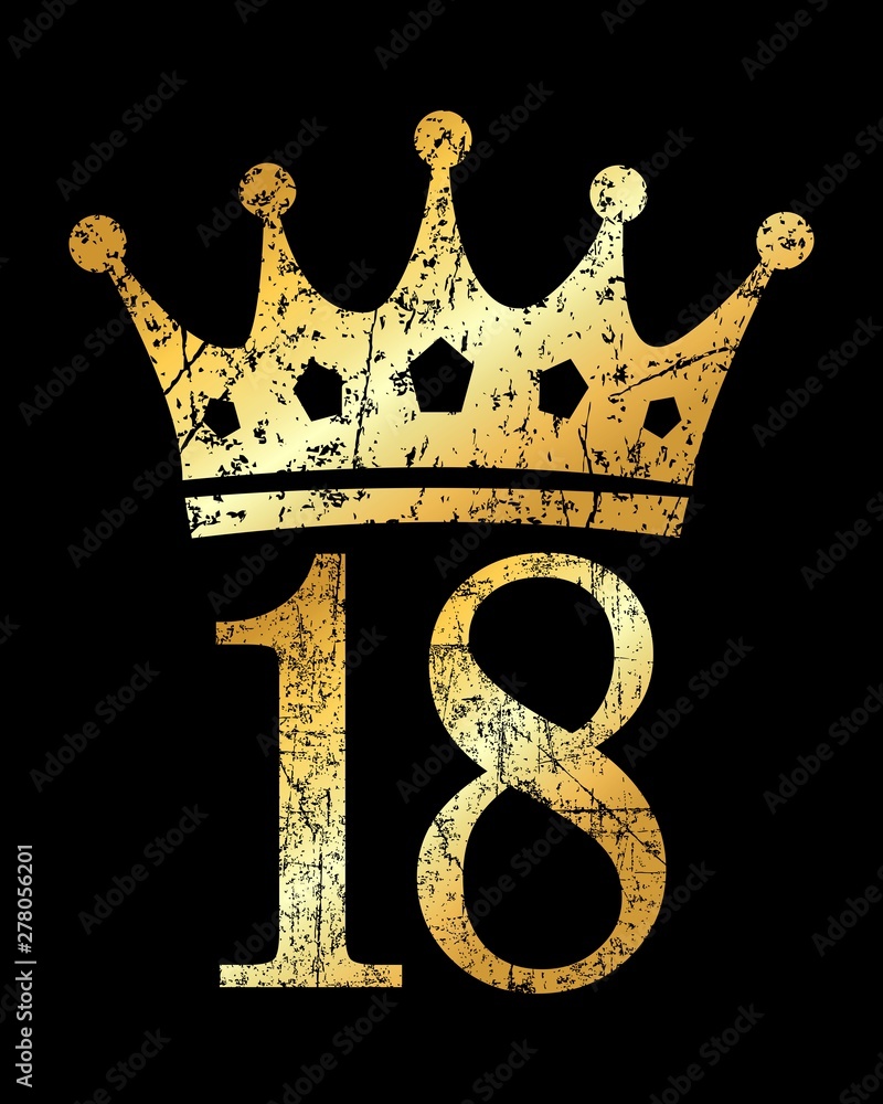 Crown Number 18 (Ancient Gold) Stock Illustration | Adobe Stock