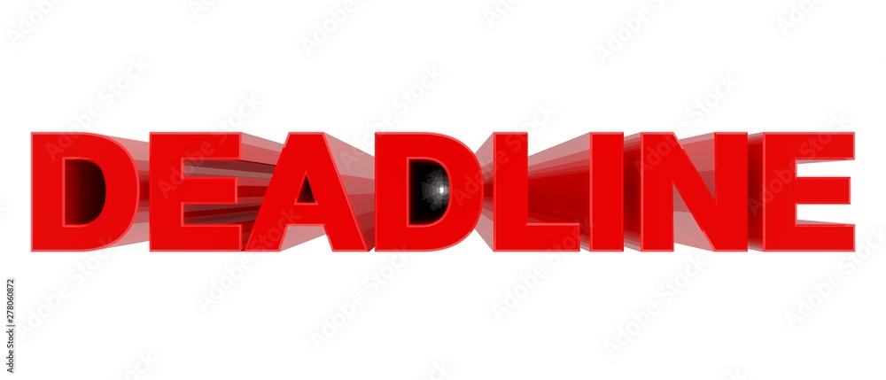 DEADLINE word on white background 3d rendering Stock Illustration ...