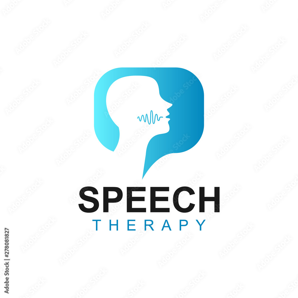 Speech Therapy Logo Design with Bubble Chat Stock Vector | Adobe Stock