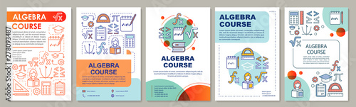 Algebra course, math lessons brochure template layout. Flyer, booklet ...