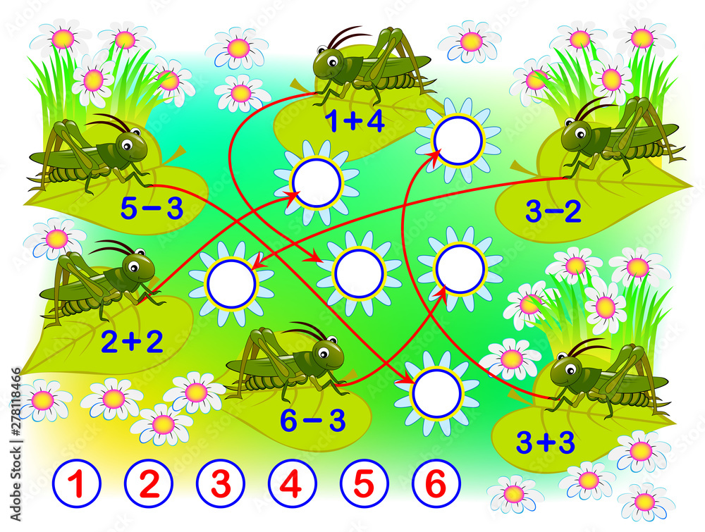 Educational page with exercises for children on addition and ...