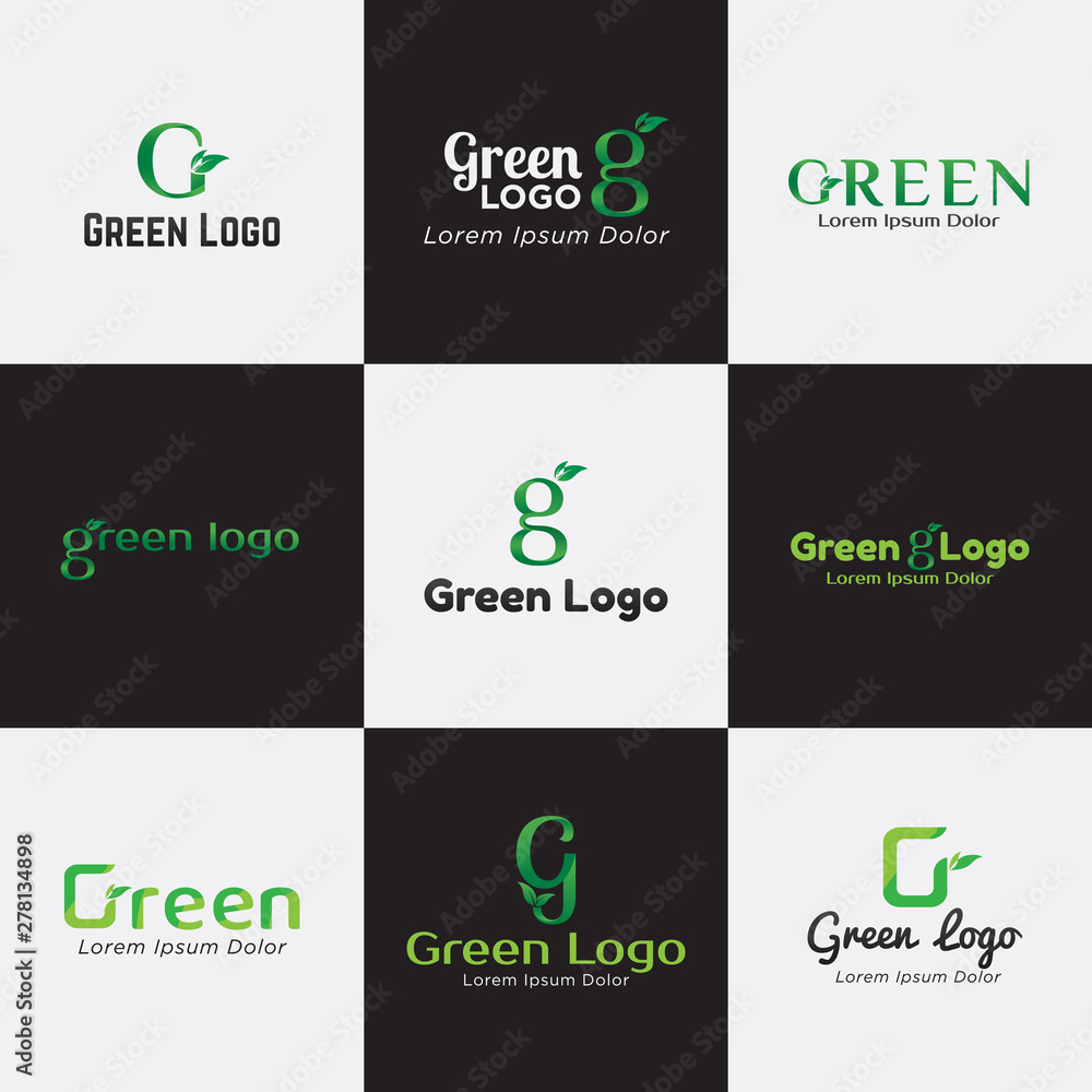 A set of stylish and modern green logo designs, perfect for eco ...