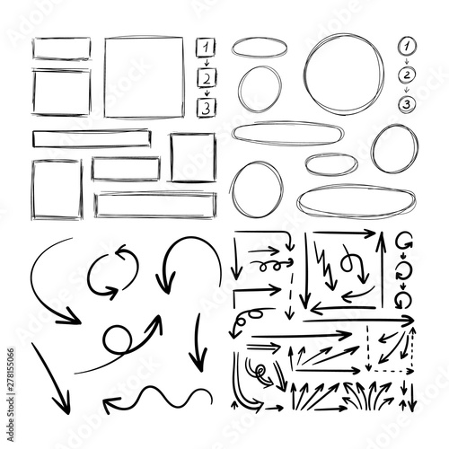 Vector Set of Hand Drawn Scribble Drawings, Illustration Isolated on ...