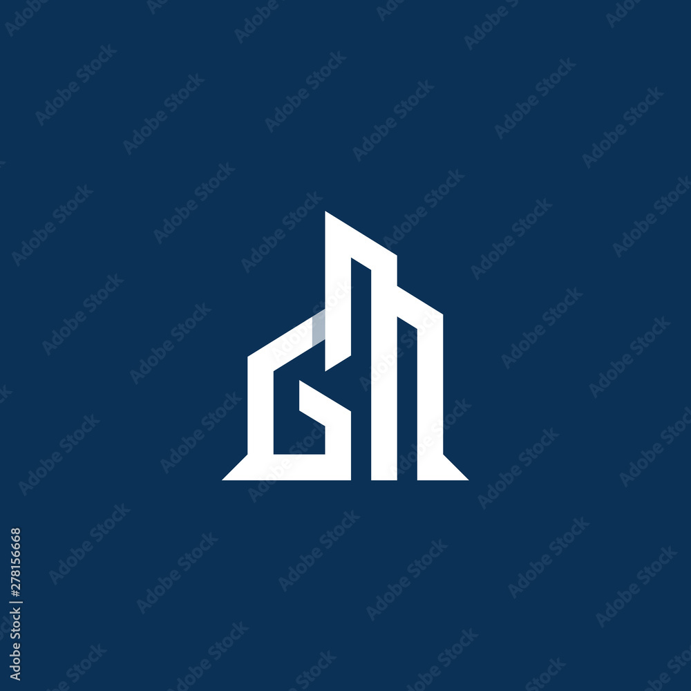 GM building geometric monogram white Stock Vector | Adobe Stock