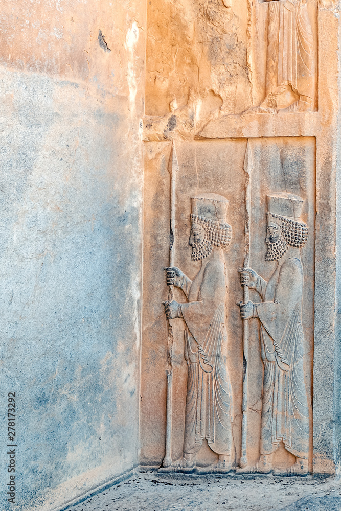 Ancien inscriptions on the walls of Persepolis, the ancient capital of ...