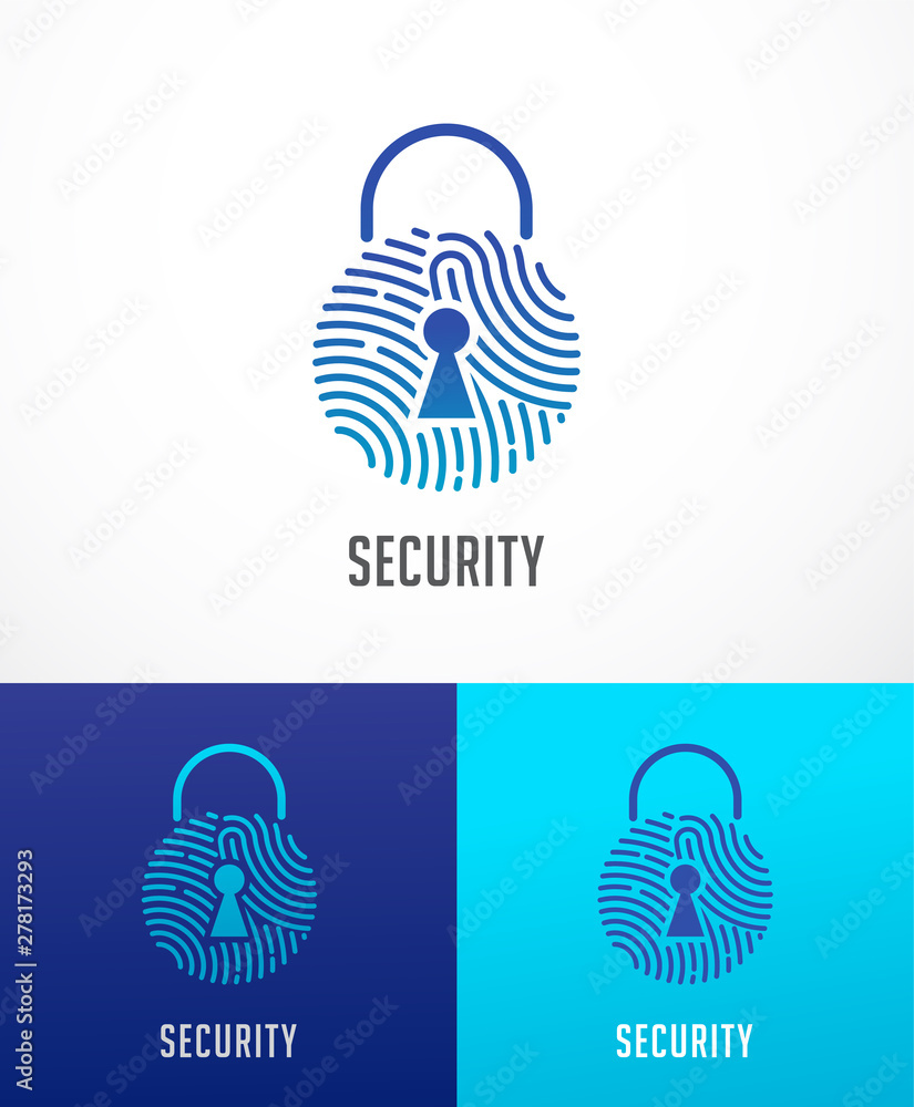 Fingerprint scan logo, privacy, lock icon, cyber security ,identity information and network ...