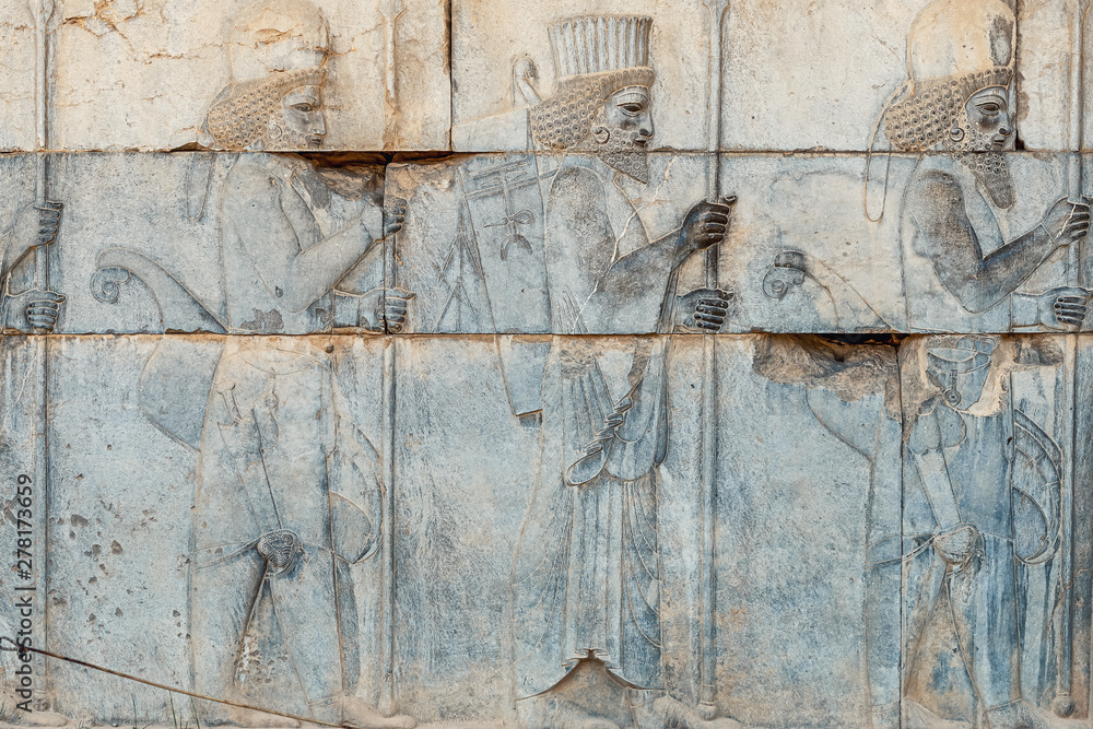 Ancien inscriptions on the walls of Persepolis, the ancient capital of ...