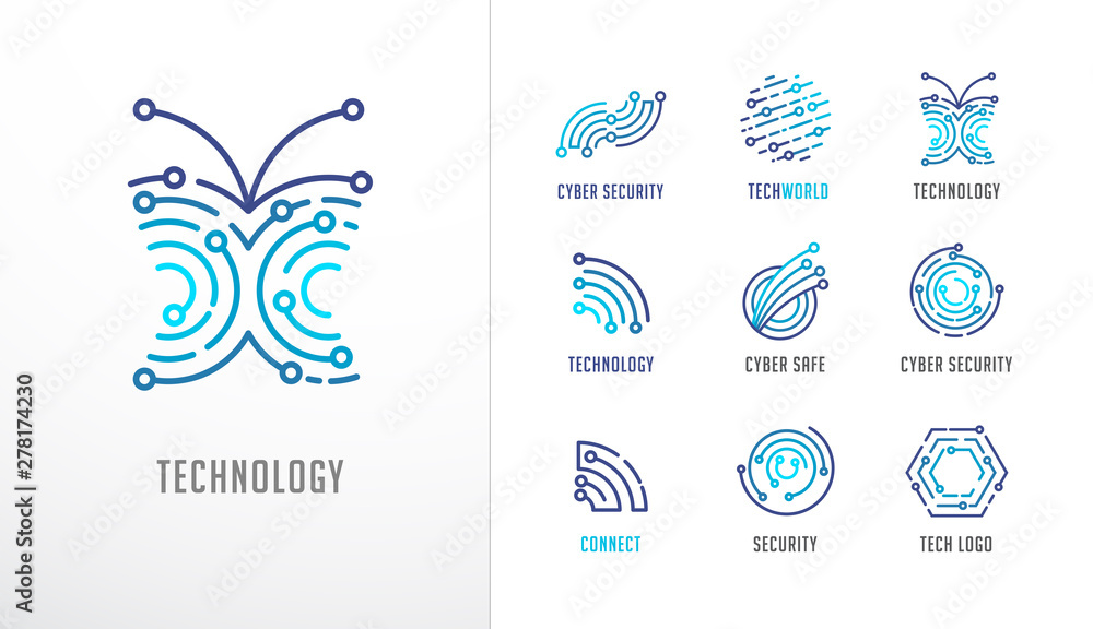 Collection of logos. Technology, biotechnology, high tech, fintech ...