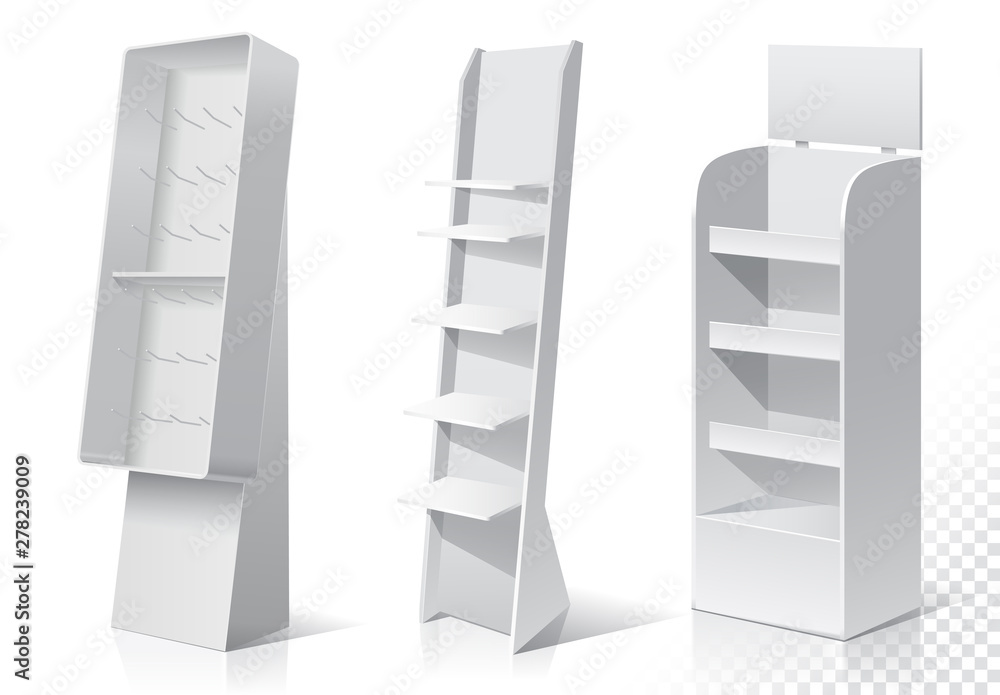 White Empty Displays With Shelves Products.Display on Isolated white ...