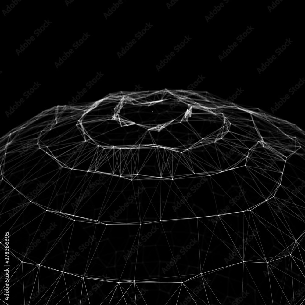 Multilayer sphere of honeycombs. Futuristic black hexagon background ...